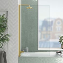 Badewannenfaltwand MARWELL "Golden Touch", wei&szlig;, neutral, H:140cm T:80cm, Duschw&auml;nde, Badewannenfaltwand, f&uuml;r Badewanne, hochwertige Aluminiumrahmen in geb&uuml;rsteter Goldoptik