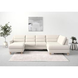 Sit & More Wohnlandschaft SIT & MORE "Far&ouml; U-Form", beige (creme), B:325cm H:90cm T:187cm, Sofas, Wohnlandschaft, inklusive Federkern, wahlweise mit Bettfunktion und Bettkasten