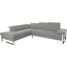 Ecksofa W.Schillig "finn, toller Sitzkomfort, L-Form, hochwertige Verarbeitungsdetails", grau (steel s22), B:281cm H:71cm T:230cm, Flachgewebe S22 (100% Polyester);Stoff S37 (100% Polyester);Longlife Xtra-Leder Z59: Glattleder mit modischer Pr&auml;gung. Hautst&auml;rke 0, 9 - 1, 1 mm, Sofas, Ecksofa, German Design Award 2016, Fu&szlig;gestell Chrom gl&auml;nzend, Breite 281 cm