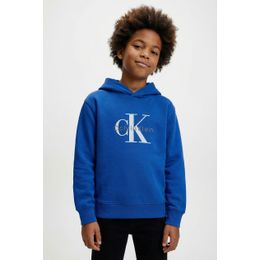 Kapuzensweatshirt Calvin Klein Jeans, Jungen, Gr. 10 (140), admiral blau, Sweatware, Obermaterial: 80% Baumwolle, 16% Polyester, 4% Elasthan, unifarben, regular fit normal, Rundhals, eingesetzt angesetztes B&uuml;ndchen, Sweatshirts Kapuzensweatshirt, Regular fit, f&uuml;r Kinder bis 16 Jahre