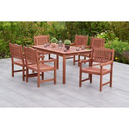 Garten-Essgruppe Merxx "&raquo;Lima&laquo;", beige (natur, natur, natur), Massivholz, Sitzm&ouml;bel-Sets, Garten-Essgruppe, Tisch: LxB: 147x90 cm