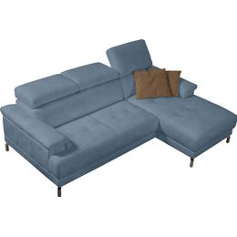 Ecksofa Egoitaliano "Soul, Design und Sitzkomfort auf hohem Niveau, tolle Details, L-Form", blau (hellblau), B:250cm H:99cm T:166cm, Luxus-Micofaser Lederoptik (100% Polyester) ist ein neues technisches Gewebe mit einem visuellen und taktilen Aspekt, der dem Nubuk sehr nahe kommt, mit innovativen Eigenschaften. Seine au&szlig;erordentliche Weichheit kommt von einem exklusiven Produktionsprozess, der Unr