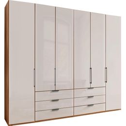 Faltt&uuml;renschrank Wiemann "Monaco, Kleiderschrank, Schrank, W&auml;scheschrank, mit edler Glasfront", braun (bianco, eiche, nachbildung, glas champagner), B:246,9cm H:236cm T:58cm, Floatglas, Holzwerkstoff, Schr&auml;nke, Faltt&uuml;renschrank, inkl. gep&auml;mpften Schubk&auml;sten und T&uuml;ren, mit Panorama&ouml;ffnung