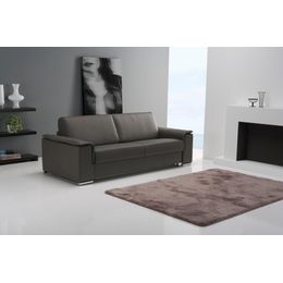 Schlafsofa Egoitaliano "Cecilia, modern & elegant, erstklassiger Sitzkomfort, Dauerschl&auml;fer", schwarz, B:234cm H:85cm T:102cm, Leder &raquo;BULL&laquo; (echtes Rindsleder). Geschliffenes, pigmentiertes und behandeltes Rindsleder mit einer Dicke von 1, 3-1, 5 mm. Dieses Leder zeigt eine ziemlich weiche Hand mit einem halb undurchsichtigen Aussehen. Es handelt sich um ein gesch&uuml;tztes Leder. Eine leichte Decksch