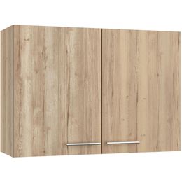 H&auml;ngeschrank Optifit "Lilly", braun (wildeiche, wildeiche, wildeiche), B:100cm H:70,4cm T:34,6cm, Holzwerkstoff, Schr&auml;nke, H&auml;ngeschrank, Breite 100 cm, 2 T&uuml;ren, 4 Einlegeb&ouml;den