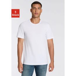 T-Shirt BOSS "5 Pack Authentic", Herren, Gr. M, wei&szlig; (wei&szlig; 100), Jersey, Obermaterial: 100% Baumwolle, clean, unifarben, Basic, normal, Rundhals, Shirts T-Shirt, Basic, Rundhals Sparpackung Set Logo