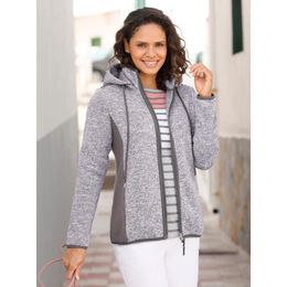 Fleecejacke Casual Looks, Damen, Gr. 42, grau (anthrazit, meliert), 100% Polyester, meliert, unifarben, Jacken Fleecejacke