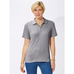 Poloshirt Casual Looks "Shirt", Damen, Gr. 40, grau (grau, meliert), 50% Baumwolle, 45% Polyester, 5% Viskose, meliert, ohne Ausschnitt, Shirts Poloshirt