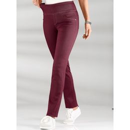 Schlupfhose Casual Looks, Damen, Gr. 46, Normalgr&ouml;&szlig;en, rot (bordeaux), 65% Baumwolle, 33% Polyester, 2% Elasthan, unifarben, lang, Hosen Schlupfhose