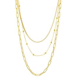 Edelstahlkette Firetti "Schmuck Geschenk Trio Layerkette", gold (gelbgoldfarben), Halsketten, Damen, Edelstahl, L: 45, Edelstahlkette
