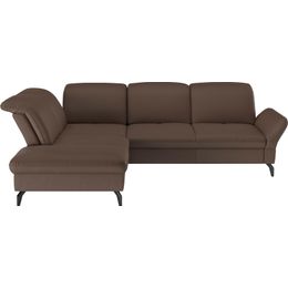 Sit & More Ecksofa SIT & MORE "Leandro L-Form", braun (dunkelbraun), B:288cm H:88cm T:242cm, 100% Polyester, Sofas, Ecksofa, Wahlweise mit Bett-, Kopfteil - und Armlehnfunktion, sowie Stauraum
