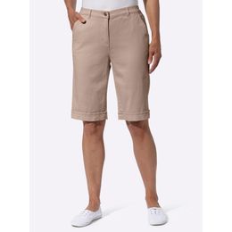 Jeansbermudas Classic Basics, Damen, Gr. 50, Normalgr&ouml;&szlig;en, beige (sesam), 97% Baumwolle, 3% Elasthan, unifarben, knielang, Jeans Jeansbermudas