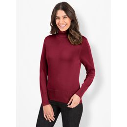 Rollkragenpullover Inspirationen "Pullover", Damen, Gr. 42, rot (kirsche), 55% Baumwolle, 45% Viskose, unifarben, Pullover Rollkragenpullover
