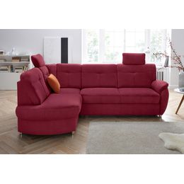 Sit & More Ecksofa SIT & MORE "Sonoma L-Form", rot (bordeaux), B:246cm H:91cm T:176cm, Kunstleder SOFTLUX;Luxus-Microfaser ALTARA NUBUCK (100% Polyester);Luxus-Microfaser (90% Polyester, 10% Polyamid), Sofas, Ecksofa, wahlweise mit Bettfunktion und Bettkasten