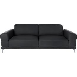 2,5-Sitzer W.Schillig "montanaa", schwarz (schwarz z59), B:232cm H:78cm T:94cm, Sofas, 2 5-Sitzer, mit Metallf&uuml;&szlig;en in Silber matt, Breite 232 cm