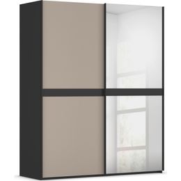 Schwebet&uuml;renschrank Rauch "Kleiderschrank Schrank Garderobe Schlafzimmerschrank SCALE-LINE", beige (schwarz, glas fango matt), B:181cm H:223cm T:68cm, Holzwerkstoff, Schr&auml;nke, Schwebet&uuml;renschrank, edle Optik mit Bauchbinde mit Glas/Spiegel-Front MADE IN GERMANY