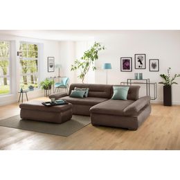 Ecksofa Home Affaire "Avesa L-Form", braun (dunkelbraun), B:300cm H:80cm T:172cm, 100% Polyester, Sofas, Ecksofa, Wahlweise mit Armteilvertsellung und Bettfunktion, B/T/H: 300/172/80cm