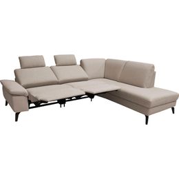 Ecksofa Alina, beige (beige gba 2), B:243cm H:118cm T:210cm, Struktur GBA (100% Polyester), Sofas, Ecksofa, inkl. Kopfst&uuml;tzen, wahlweise mit Relaxfunktion, Breite: 243 cm
