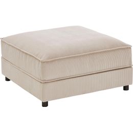 Hocker "Valan", beige (creme), B:85cm H:41cm T:85cm, ATLANTIC HOME COLLECTION, Hocker, Hocker, mit Cord-Bezug, frei stellbar