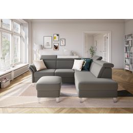 Sit & More Ecksofa SIT & MORE "Vincenzo L-Form", grau, B:245cm H:84cm T:193cm, Sofas, Ecksofa, inklusive Kopfteilverstellung, wahlweise mit Bettfunktion, Bettkasten