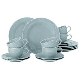 Geschirr-Set Seltmann Weiden "Kaffeeservice Beat Color Glaze 18er Set", blau (arktisblau), Porzellan, Geschirr-Sets, Geschirr-Set