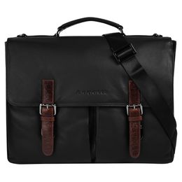 Aktentasche Bugatti "CORSO DELUXE", Gr. B/H/T: 39cm x 28cm x 10cm onesize, schwarz, Leder, leicht gl&auml;nzend, unifarben, Taschen Aktentasche, echt Leder