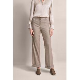 Stoffhose Bugatti, Damen, Gr. 40, Normalgr&ouml;&szlig;en, beige, 63% Polyester, 34% Viskose, 3% Elasthan, unifarben, normal, Hosen Stoffhose, mit geradem Beinverlauf