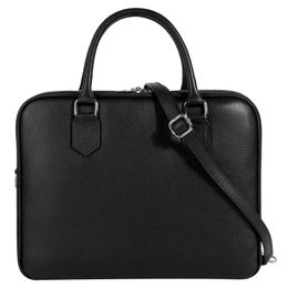 Aktentasche CLUTY, Damen, Gr. B/H/T: 35cm x 28cm x 13cm onesize, schwarz, Leder, leicht gl&auml;nzend, unifarben, Taschen Aktentasche, echt Leder, Made in Italy