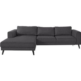 Ecksofa Home Affaire "Lumber Jack, elegant und bequem, Breite 280, hoher Fu&szlig;, L-Form", schwarz (obsidian), B:280cm H:85cm T:167cm, Sofas, Ecksofa, in moderner Optik