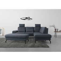 Sit & More Ecksofa SIT & MORE "Cinturo L-Form", blau (dunkelblau), B:260cm H:91cm T:226cm, Sofas, Ecksofa, inklusive Sitztiefenverstellung und Federkern, Sitzh&ouml;he 48 cm