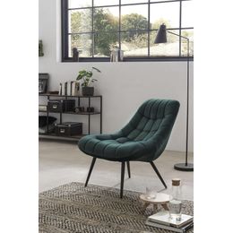 Relaxsessel Salesfever "Toulon - Komfortabler Loungesessel", gr&uuml;n (gr&uuml;n, schwarz), B:76cm H:85cm T:85,6cm, Sessel, Relaxsessel, mit XXL-Steppung, mit schwarzen oder naturfarbenen Beinen