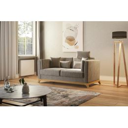 2,5-Sitzer Home Affaire "Viva", beige (nature), B:183cm H:84cm T:93cm, 95% Polyester, 10% Polyamid, Sofas, 2 5-Sitzer, wahlweise mit Holzrahmen aus Eiche