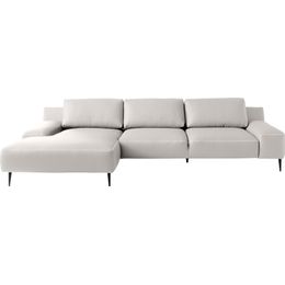 Ecksofa DESIGNWERK "Forma L-Form, zeitloses Designsofa mit aktuellem Fu&szlig;", wei&szlig; (snow), B:344cm T:162cm, Leder;Struktur 98% Polyester, 2% Acryl, Sofas, Ecksofa, in hochwertiger Verarbeitung & tollem Sitzkomfort