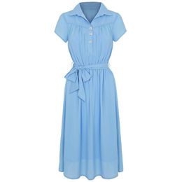 Hell Bunny Pearl Dress Mittellanges Kleid blau in XS H40408-BLU