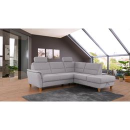Ecksofa Home Affaire "Palmera L-Form, B: 236 cm", silber, B:236cm H:89cm T:212cm, 100% Polyester;Struktur (100% Polyester);Luxus-Microfaser in Lederoptik (100% Polyester), Sofas, Ecksofa, optional Bettfunktion & Bettkasten, Federkern