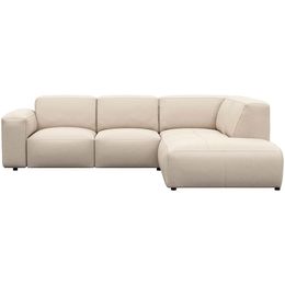 Ecksofa FLEXLUX "Lucera, super Sitzkomfort durch Kaltschaum im Sitz, L-Form", wei&szlig; (warm wei&szlig;), B:256cm H:73cm T:231cm, 100% Echteder, Sofas, Ecksofa, modern & anschmiegsam, Designsofa, modernes skandinavisches Design