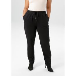 Schlupfhose ANISTON PLUS, Damen, Gr. 50, N-Gr, schwarz, Jersey, Obermaterial: 95% Baumwolle, 5% Elasthan, unifarben, figurumspielend lang, Hosen Schlupfhose, aus weicher Jersey-Qualit&auml;t