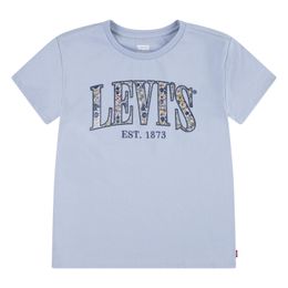 T-Shirt LEVI'S KIDS "LVG SS SEASONAL GRAPHIC TEE", M&auml;dchen, Gr. 4 (104), blau (kentucky blu), Jersey, Obermaterial: 60% Baumwolle, 40% Polyester, Rundhals, Shirts T-Shirt