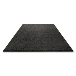 Hochflor-Teppich Wecon Home "Manta", grau (anthrazit), B:200cm H:25mm L:200cm, Polyester, Teppiche, Hochflor-Teppich, Langflor, maschinell gewebt, robust, Wohn- & Schlafzimmer, uni