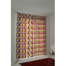 Vorhang Adam "Jungle" Gr. 4, bunt (gr&uuml;n, dunkelrot, rosa), B:145cm H:245cm, Jacquard, Baumwolle (Bio-Baumwolle), Gardinen, Vorhang, aus 100% Bio-Baumwolle
