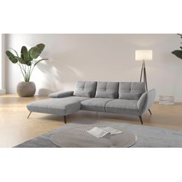 Ecksofa OTTO HOME "Mikado L-Form", silber (silberfarben), B:276cm H:88cm T:183cm, 100% Polyester, Sofas, Ecksofa, inkl. Sitztiefenverstellung und Armteilverstellung