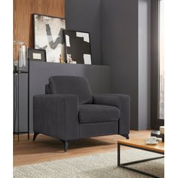 Sessel Home Affaire "Lolland", schwarz, B:98cm H:88cm T:88cm, Luxus-Microfaser ALTARA NUBUCK (100% Polyester);Struktur Flausch (90% Polyester, 10% Polyamid);Struktur impr&auml;gniert - feucht abwischbar (100% Polyester), Sessel, Sessel, passend zur Serie "Lolland", wahlweise mit feucht abwischbarem Bezug