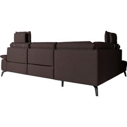 Ecksofa Alina, braun (graubraun gba 34), B:243cm H:118cm T:210cm, Struktur GBA (100% Polyester), Sofas, Ecksofa, inkl. Kopfst&uuml;tzen, wahlweise mit Relaxfunktion, Breite: 243 cm