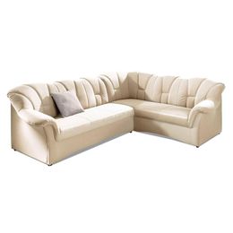 Ecksofa DOMO collection "Papenburg B/T/H: 242/190/84 cm L-Form", beige (creme), B:242cm H:84cm T:190cm, Struktur ( 90% Polyester, 10% Polyacryl);Microfaser PRIMABELLE (100% Polyester);Kunstleder SOFTLUX;Luxus-Microfaser (100% Polyester), Sofas, Ecksofa, wahlweise mit Bettfunktion, Langer Schenkel links oder rechts