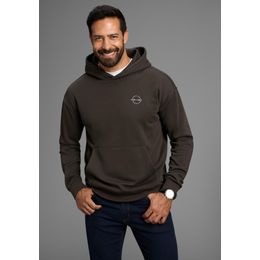 H.I.S. Kapuzensweatshirt H.I.S, Herren, Gr. XL (56/58), anthrazit, angeraute Sweatware, Obermaterial: 60% Baumwolle, 40% Polyester, bedruckt, unifarben, washed, regular fit, B&uuml;ndchen, Sweatshirts Kapuzensweatshirt, ohne Kordeln an der Kapuze