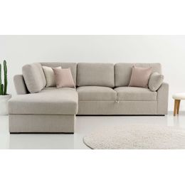 Ecksofa Home Affaire "Citry", braun (cappuccino), B:242cm H:88cm T:224cm, 100% polyester, Sofas, Ecksofa, Breite 242 cm, Chenille, Bettfunktion, Bettkasten, L-Form