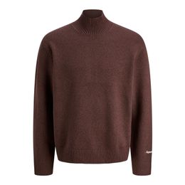 Jack & Jones Stehkragenpullover JACK & JONES "JORNORREBRO KNIT HIGH NECK", Herren, Gr. XS, deep mahogany, Strick, Obermaterial: 55% Baumwolle, 22% Polyester, 21% Polyacryl, 2% Elasthan, unifarben, relaxed fit normal, hoch geschlossener Ausschnitt, Rippb&uuml;ndchen, Pullover Stehkragenpullover