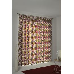 Vorhang Adam "Jungle" Gr. 1, bunt (gr&uuml;n, dunkelrot, rosa), B:145cm H:145cm, Jacquard, Baumwolle (Bio-Baumwolle), Gardinen, Vorhang, aus 100% Bio-Baumwolle