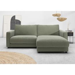 Ecksofa Home Affaire "Ecksofa Jiro, L-Form, gro&szlig;e Sitztiefe, Breite 226 cm", gr&uuml;n, B:226cm H:85cm T:190cm, 85% Polyester, 15% Viskose, Sofas, Ecksofa, lose Sitz- & R&uuml;ckenkissen, weicher Polsteraufbau, komfortabel & modern