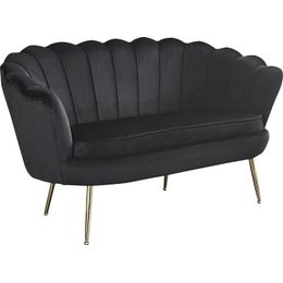2-Sitzer Salesfever "Clam Komfort-Duo-Sitz", schwarz, B:136cm H:78cm T:76cm, Samtvelours (100% Polyester), Sofas, 2-Sitzer, Muscheldesign-Breite 136 cm: Pure Extravaganz